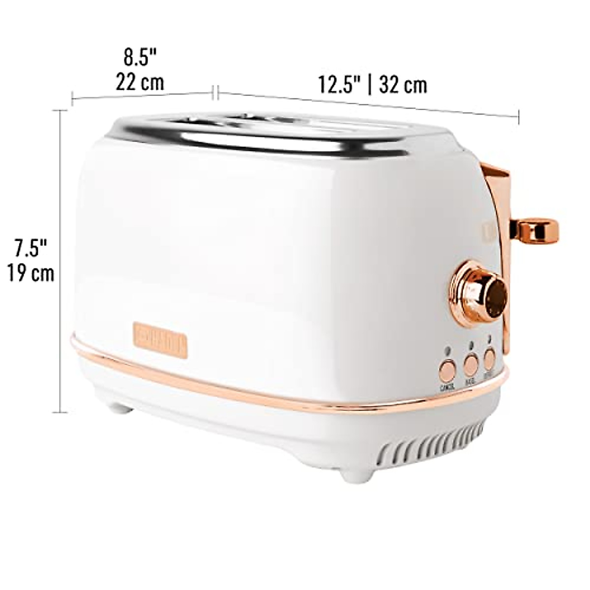 Haden 75091 Heritage 2 Slice Toaster, Wide Slot with Removable Crumb Tray and Settings, Ivory/Copper