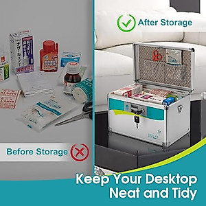 Glosen Medicine Lock Box,locking medicine box, Security Lock Boxes【Small】 10x6.7x6.7 Inch,lock box, First Aid Key Safe Box,Lock Box for Medication