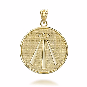 14k Yellow Gold Celtic Symbol Awen Three Rays Of Light in Solid Gold Charm Pendant