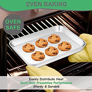 Joyair 9 Inch Toaster Oven Baking Pan, Professional Stainless Steel Small Bakeware Metal Tray for Roasting & Grilling, Bake Cookie/Bacon/Bread, Rust-free & Non-toxic, Dishwasher Safe & Easy Clean
