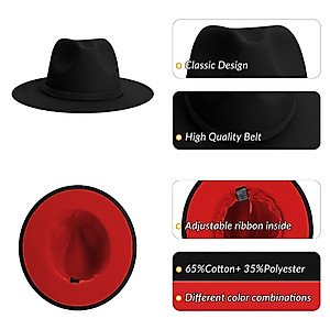 KUJUHA Women Men Wide Brim Fedora Hat