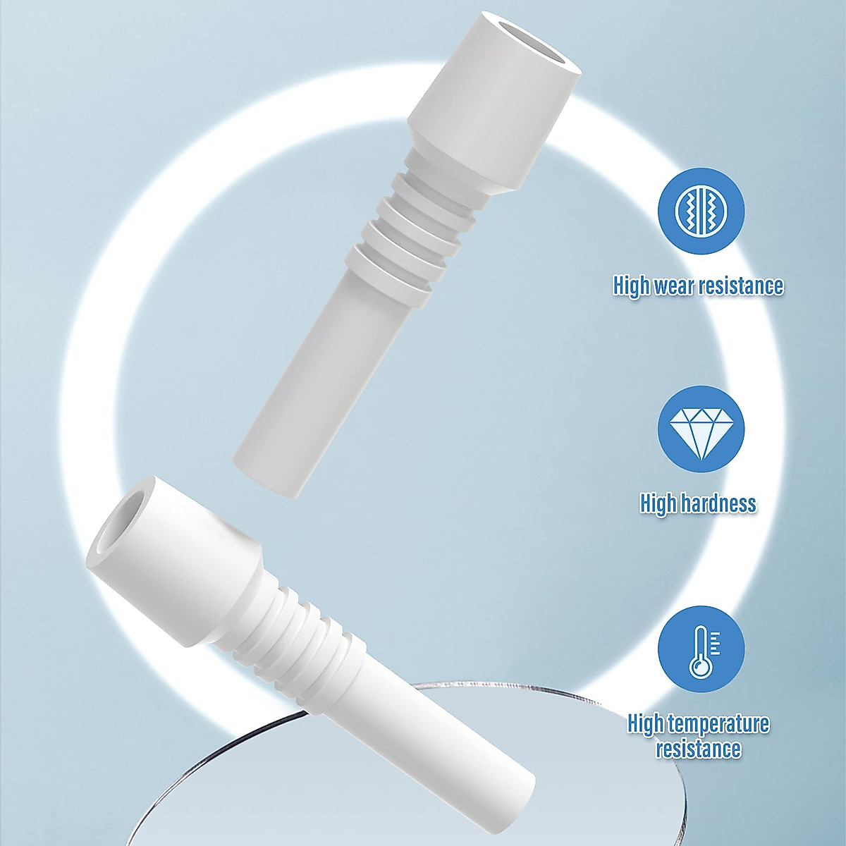 QCDENG 10mm 8pcs Sand Blaster Replacement Ceramic Nozzles, White Ceramic Rust Removal Sandblast Machine Nozzle