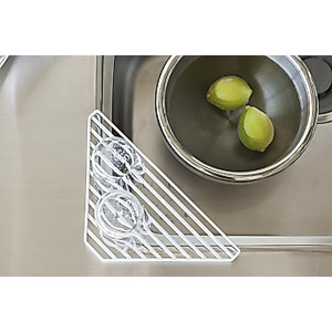 Yamazaki Home Corner Sink Steel | Drainer Tray, One Size, White