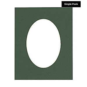 11.7x16.5 Mat Bevel Cut for 8.5x11 Photos - Precut Hunter Green Oval Shaped Photo Mat Board Opening - Acid Free Matte to Protect Your Pictures - Bevel Cut for Family Photos, Pack of 1 Matboard Show