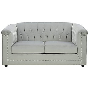 Signature Design by Ashley Josanna Classic Tufted Upholstered Loveseat, Gray