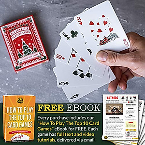 Christmas Playing Cards, Cute Designs for Family Fun with Free Card Game eBook! Great Stocking Stuffer Gift Under 15 Dollars, Premium Poker Card Deck, Bright Colors for Kids & Adults, Standard Size