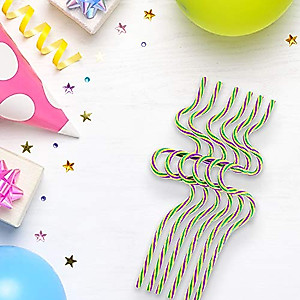 Krazy Straws 6 Count Mardi Gras Loopy Drinking Straws | Green Purple Yellow Carnival Fat Tuesday Party Accessories | Kids & Adults