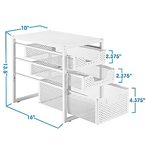 Simple Trending 3-Tier Under Sink Cabinet Organizer with Sliding Storage Drawer, Desktop Organizer for Kitchen Bathroom Office, Stackbale,White