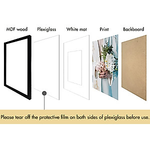 EZOOZE 16x24 Frame, Black 16x24 Picture Frame With Mat 14x20, Wall Hanging Elegant Simplicity Poster Frame, 3-Pack