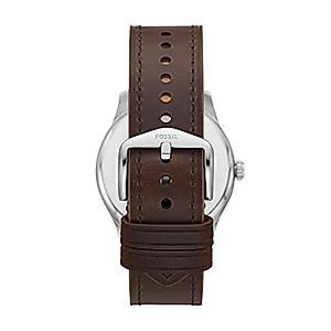 Fossil Men's Dayliner Quartz Stainless Steel and Leather Three-Hand Watch, Color: Silver, Brown (Model: FS5927)