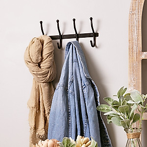 Stratton Home Decor Modern Functional Hook Rack Farmhouse Black Metal Wall Hooks - Smooth Matte Finish