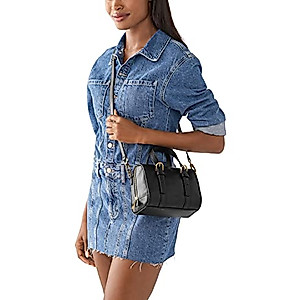 Fossil Women's Carlie Leather Mini Satchel Purse Handbag, Black (Model: ZB1856001)