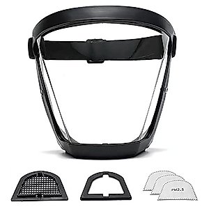 Verfimaci Unisex Super Protective Anti-Fog Face Shield with Detachable Flter, Hd Transparent Full Face shield,Reusable Eye, Nose, Mouth Protection (Black)