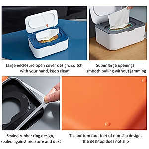 Wipes Dispenser, Wipe Holder for Baby & Adult, Refillable Wipe Container with Lid and Sealing Design to Keep Wipes Fresh, One-Handed Operation, Easy Open & Close (Blue)