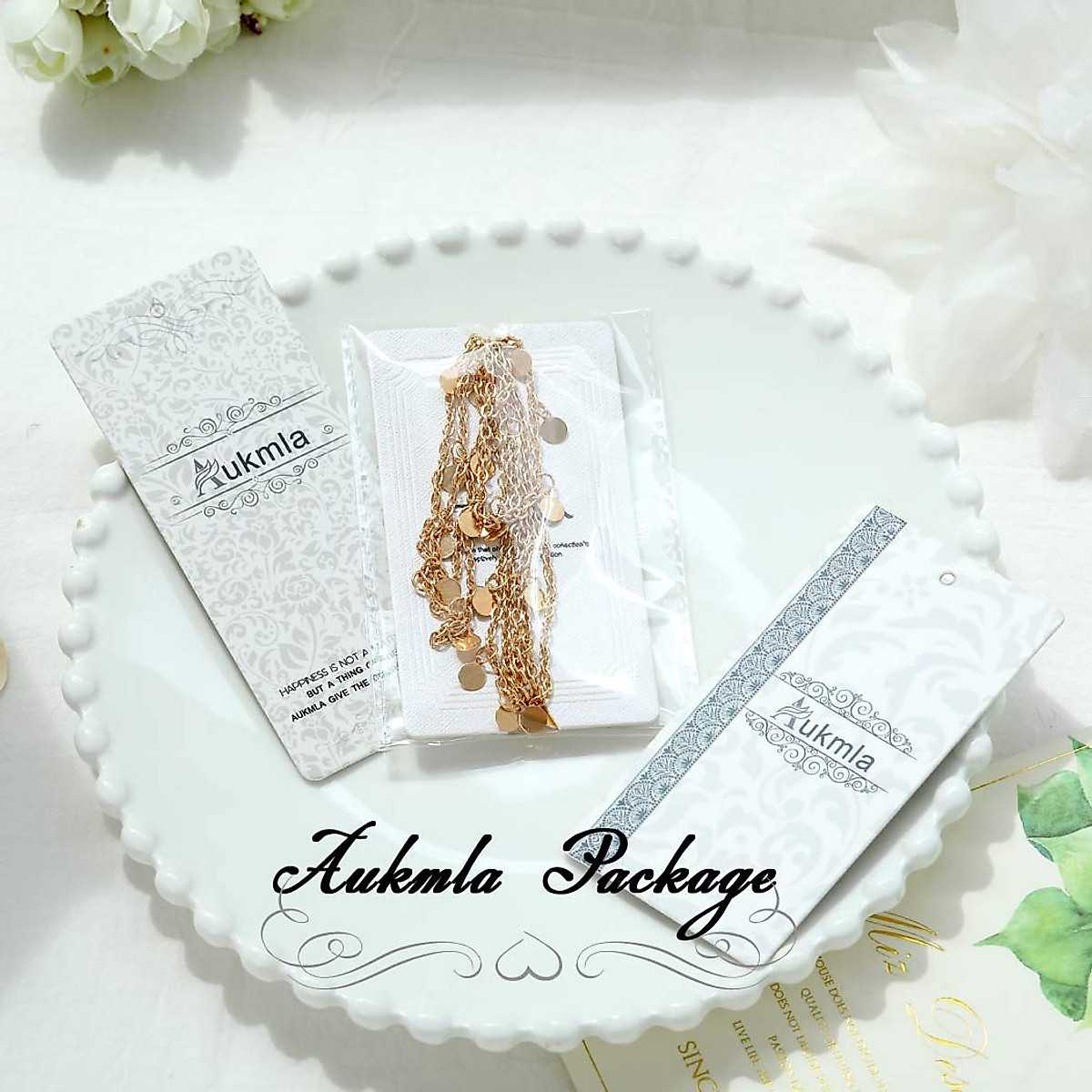 Aukmla Gold Sequins Head Chain Jewelry Festival Halloween Prom Costume Hair Accessories Fashion Headbands Headpieces for Women and Girls