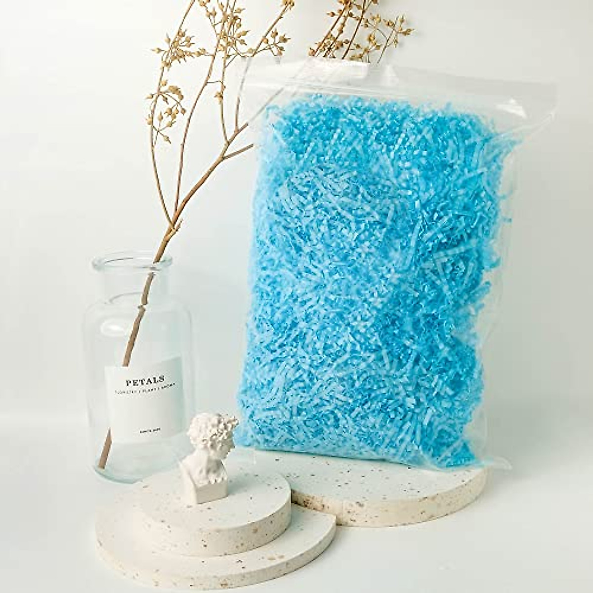 AIRGAME Crinkle Cut Paper Shred Filler (1/2 LB) for Gift Wrapping & Basket Filling - Light Blue.