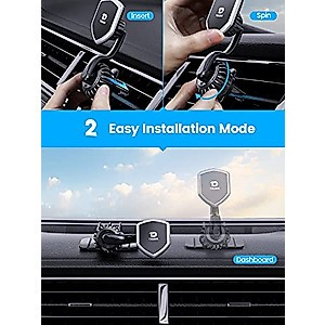 【Military-Grade Magnetic Vent Hook】 Phone Holder for Car【Ultra Sturdy】 Hands-Free Car Phone Holder Mount【Sharp Turns & Bumpy Roads Friendly】 Compatible with iPhone, Samsung,All Smartphones (Long Arm)