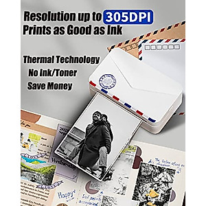 Memoking Thermal Mini Printer - 3" Photo Sticker Printer Machine with Tape 1Roll, M03AS Inkless Bluetooth Printer for Phone&Pad, HD 305DPI Mini Sticker Maker Machine Printer for Photo,Note,Memo Labels