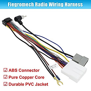 Fiegromech Radio Wiring Harness Adapter Compatible with Nissan Qashqai Sylphy Tiida Bluebird Sunny Subaru Forester 16 Pin ISO Stereo Power Speaker Connector