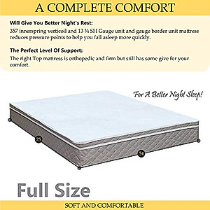 Mayton 10-Inch Medium Plush Eurotop Pillowtop Innerspring Mattress And 8" Wood Boxspring/Foundation Set, With Frame Full Size