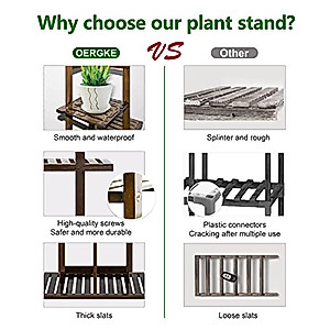 OERGKE Bamboo Plant Stand Indoor & Outdoor 6 Tier 7 Potted Tall Plant Shelf Multiple Flower Pots Holder Shelf Rack Display Stand for Patio Garden, Living Room, Corner Balcony and Bedroom