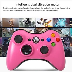 GRABOTE Wired PC Controller for Xbox 360 Game Controller for Steam PC Xbox 360 with Dual-Vibration Fit for Xbox 360 Slim and PC Windows 7,8,10,11 Pink