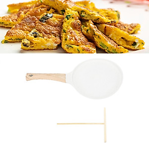 Crepe Pan Nonstick, 7.5 Inch Nonstick Crepe Pan Granite Coating Flat Pancake Pan Flat Skillet with Detachable Handle and Spreader for Cooking Frying Egg Steak Crepe Cake