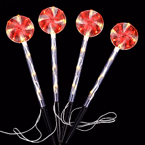 PRETYZOOM Solar Pathway Lights 1 Set Christmas Pathway Marker Light LED Solar Powered Xmas Candy Lollipop Ground Plug Light Lollipops Peppermint Sign for Home Garden Patio Solar Lights