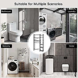 Over The Toilet Storage, 7 Tier Over Toilet Bathroom Organizer with Adjustable Shelf, Stable Toilet Shelf with 4 Hooks, 2 Suction Cups, Freestanding Toilet Storage Rack for Bathroom Laundry Restroom