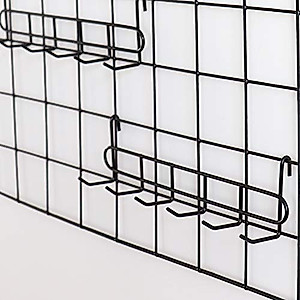 FRIADE Black Grid Hooks Rack for Wall Grid Panel,Hanging Hooks for Wall Grid Storage and Display，Size 10.7”x 2.8”x1.8 ”，2 Pack