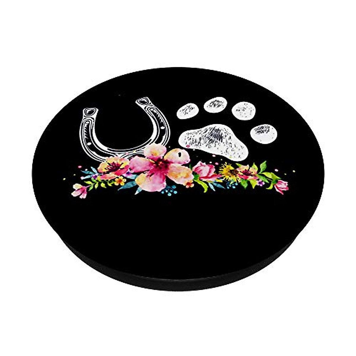 Floral Flowers Horse Lover Pretty Cute Dog Paw Horse Cool PopSockets Swappable PopGrip