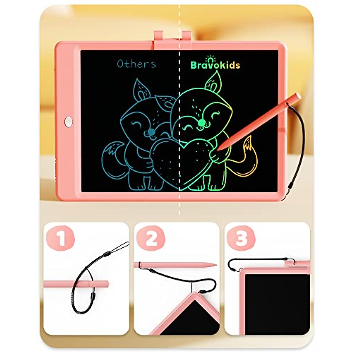 Bravokids Toys for 3-6 Years Old Girls Boys, LCD Writing Tablet 10 Inch Doodle Board, Electronic Drawing Tablet Drawing Pads, Educational Birthday Gift for 3 4 5 6 7 8 Years Old Kids Toddler (Pink)