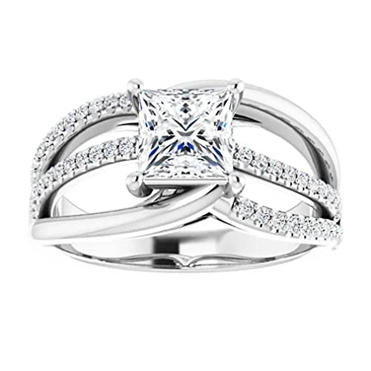 JEWELERYIUM 1 CT Princess Cut Colorless Moissanite Engagement Ring, Wedding/Bridal Ring Set, Solitaire Halo Style, Solid Sterling Silver Vintage Antique Anniversary Promise Rings Gift for Her (10.5)