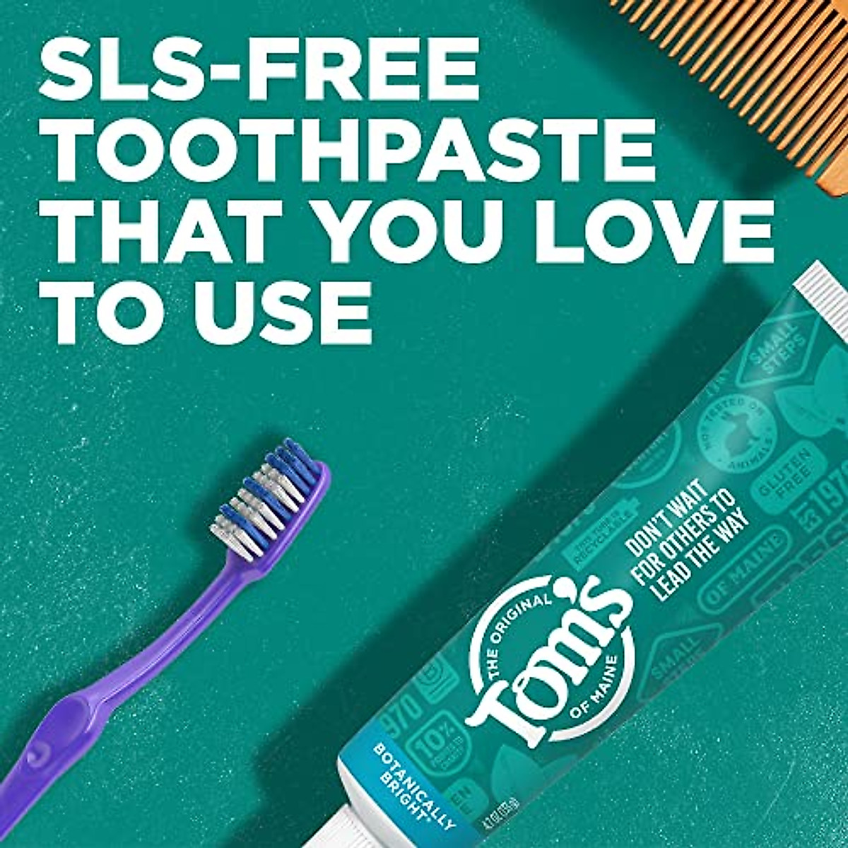 Tom's of Maine Natural Fluoride-Free SLS-Free Botanically Bright Toothpaste, Peppermint, 4.7 oz. (Packaging May Vary)