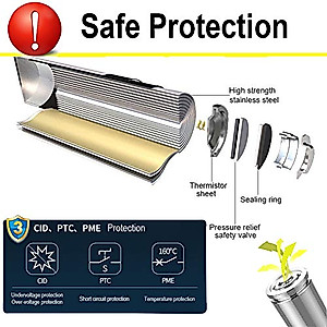 SNSYIY 3.7V Button Top Batteries USB Rechargeable Battery 3600mAh for Klarus Flashlight (XT11X, XT11GT, XT30R...) (2-Pack)