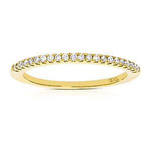 Vir Jewels 1/6 cttw Pave Round Diamond Wedding Band for Women in 10K Yellow Gold Prong Set, Size 5