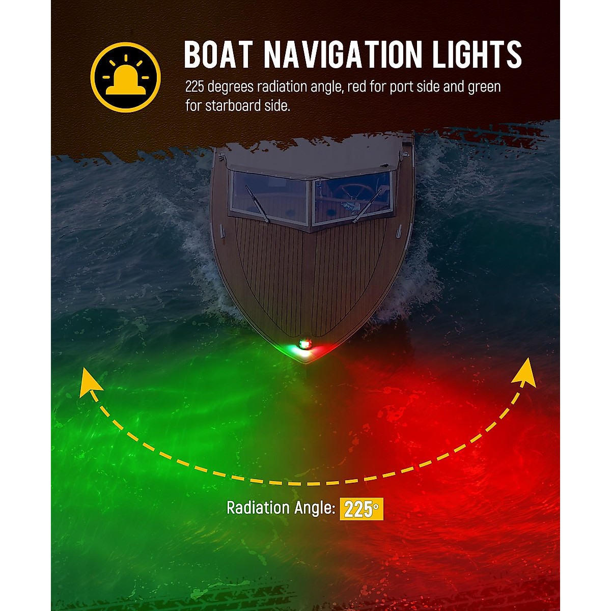 Partsam 1Pcs Marine Boat Bow Lights, 24 LED Red and Green Navigation Light for Vessle Pontoon Yacht Skiff Skeeter