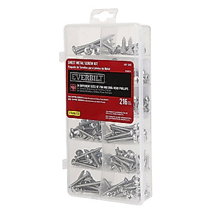 216 Pieces Stainless Steel Self Tapping Sheet Metal Screw Assortment, 34 Different Size of Oval and Pand Head for Fastening Wood, Metal or Fiberglass