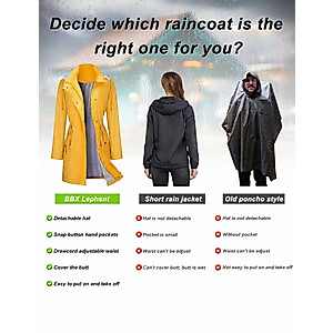 BBX Lephsnt Women Rain Jacket Waterproof Rain Coats with Hood Lightweight Windbreaker Rain Coat Yellow XL