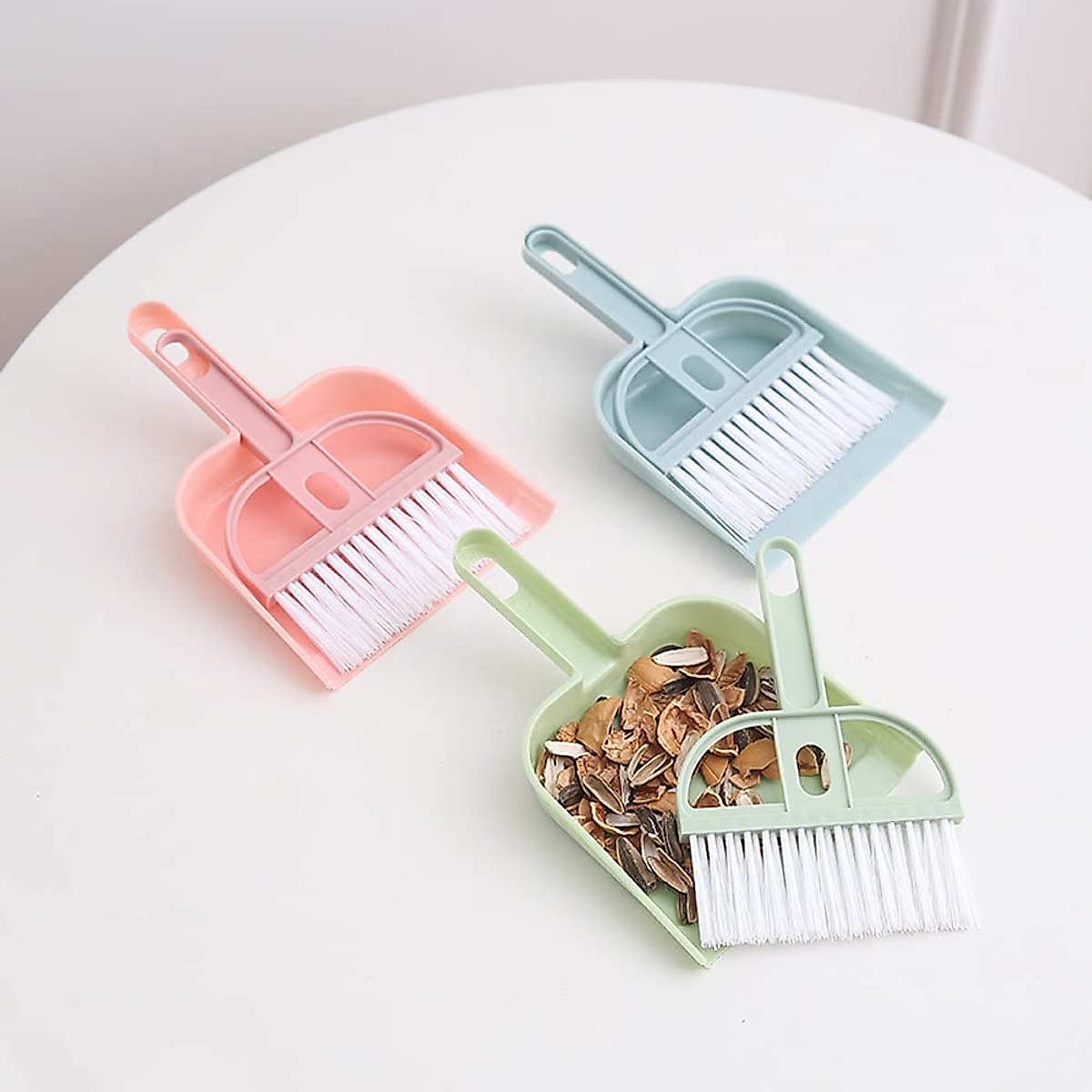 1 Set Mini Broom and Dustpan Set Small Dustpan and Brush Set Mini Hand Held Broom and Dustpan Set Dust Pan and Brush Set Small Dust Pans with Brush Set, Pink