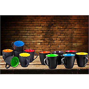 Bruntmor 16 Oz Black Coffee Mugs Set of 6, Large Size Ceramic espresso cups,Microwave safe Coffee Mugs For Your Christmas Gift, Black Coffee, Tea cups