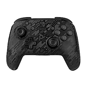 PDP Gaming Faceoff Deluxe Wireless Switch Pro Controller - Black Camo / Camouflage - Officially Licensed by Nintendo - Customizable buttons, sticks, triggers, and paddles - Motion Sensing Controllers