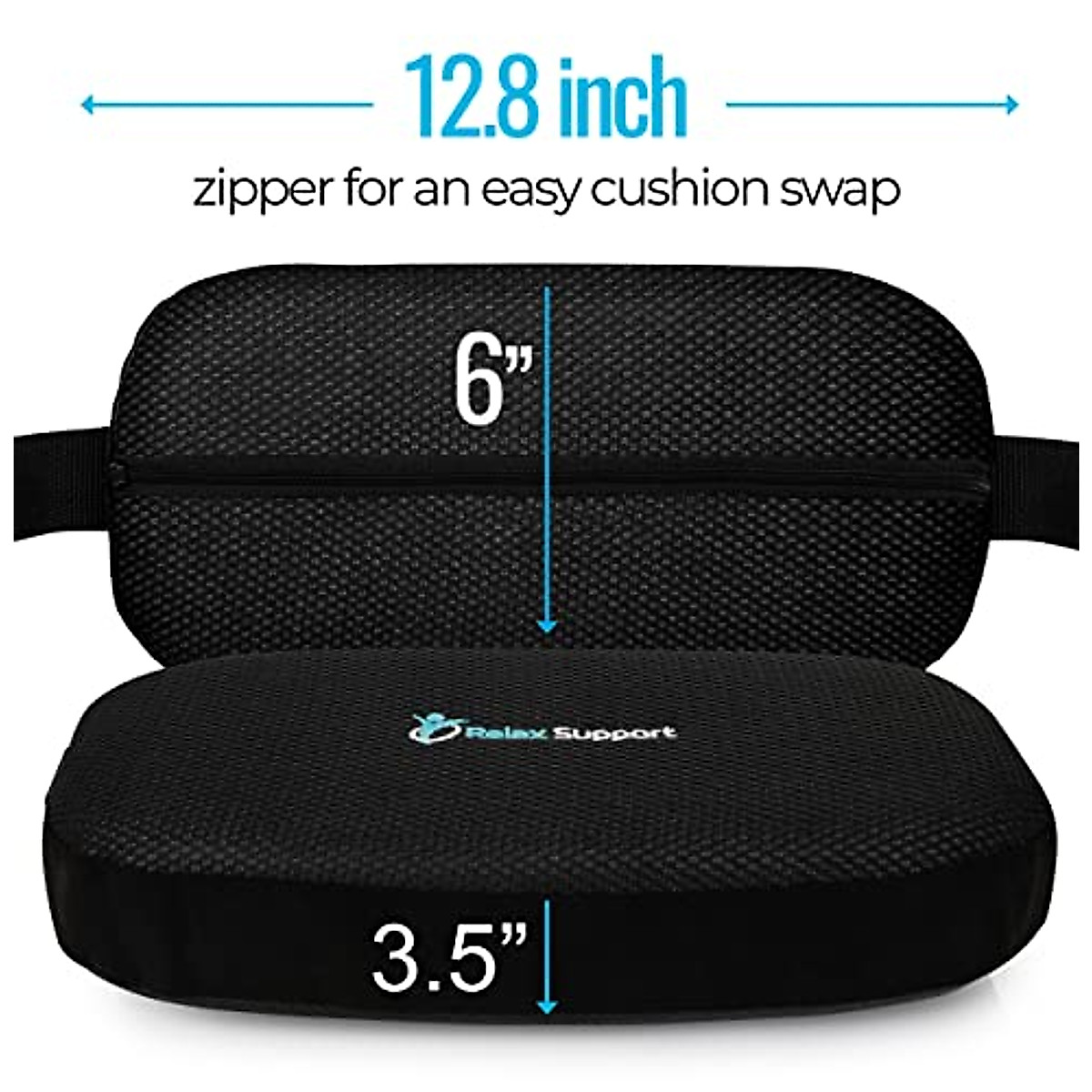 RELAX SUPPORT RS5 Lumbar Support Pillow for Car Back Support - Lumbar Roll w/Multiple Inserts for 6 Customized Firmness Levels for a Pain Free Driving - Adjustable Chair Back Support for Car Seat