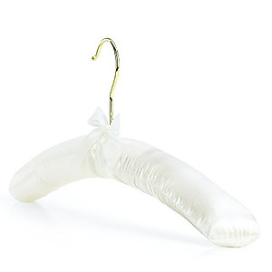 HANGERWORLD 4 Ivory 17inch Classic Satin Padded Hangers for Wedding Dress Non-Slip with Gilt Hook