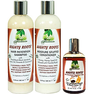 Fountain Mighty Roots Jamaican Pimento and Black Castor Oil with Shampoo and Conditioner Receding Hairline Combo