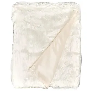 North End Decor Faux Fur Throw Blanket, Mongolian Long Hair White