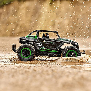 BEZGAR TB142 RC Cars-1:14 Scale Remote Control Car, 2WD High Speed 20 Km/h All Terrains Electric Toy Off Road RC Vehicle Truck Crawler with Two Rechargeable Batteries for Boys Kids and Adults-Green