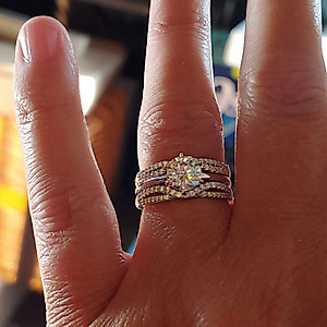 Wuziwen Wedding Rings for Women Solitaire Ring Enhancer for Engagement Ring Sterling Silver Size 8