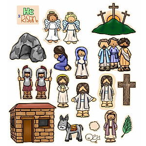 He is Risen Bible Felt Figures for Flannel Board Story Easter Crucifixion Jesus Plus Activity Pages Lesson Guide