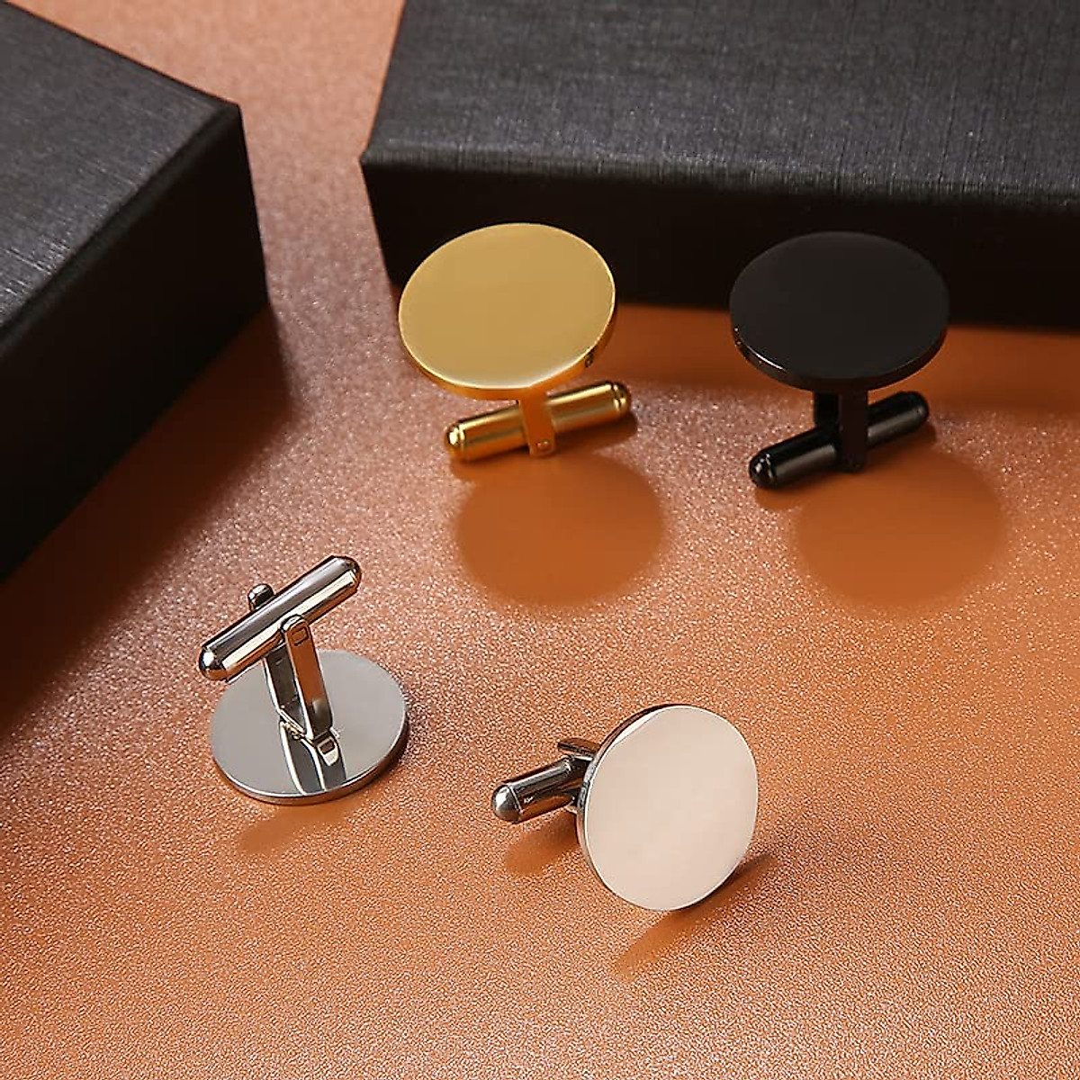 Mens Blank Cufflink Classic Stainless Steel Cufflinks 20MM Tuxedo Shirt Accessories Cufflinks Business Wedding Shirts Unique Jewelry Gift-A gold